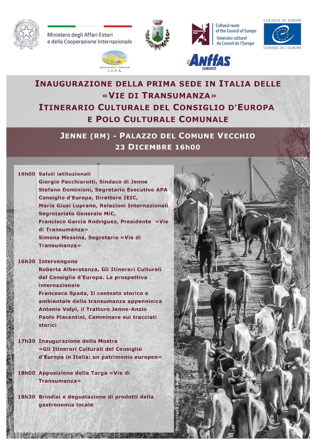 Jenne diventa sede italiana delle Vie della Transumanza